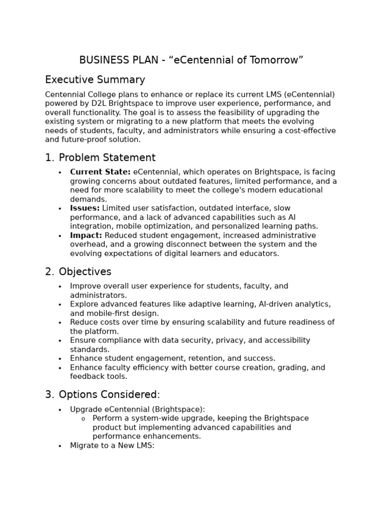 Business Plan - Ecentennial of Tomorrow | PDF | Evaluation | Business