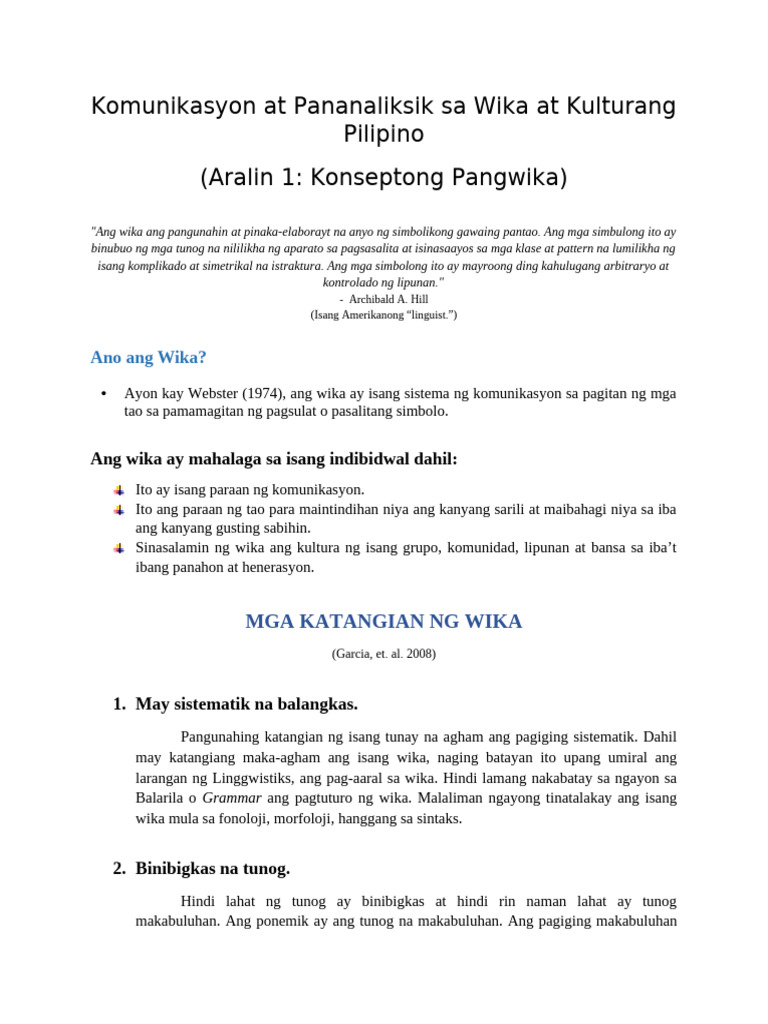 Komunikasyon at Pananaliksik Sa Wika at Kulturang Pilipino | PDF