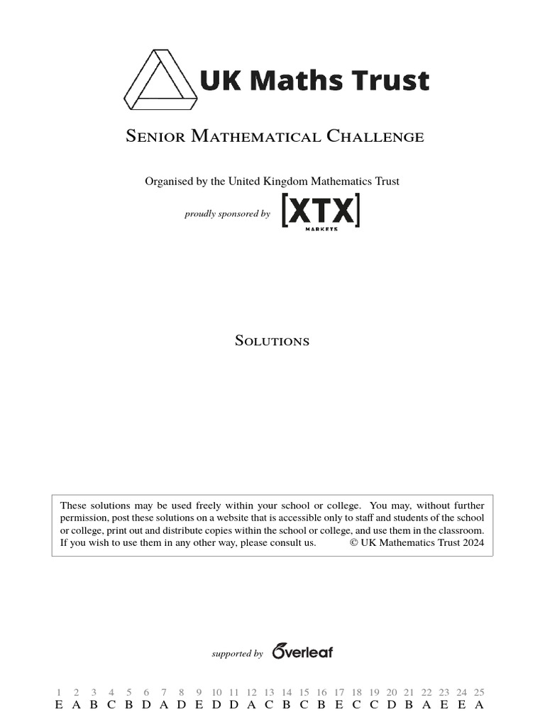 SMC 2024 Solutions and Answers | PDF | Area | Perpendicular
