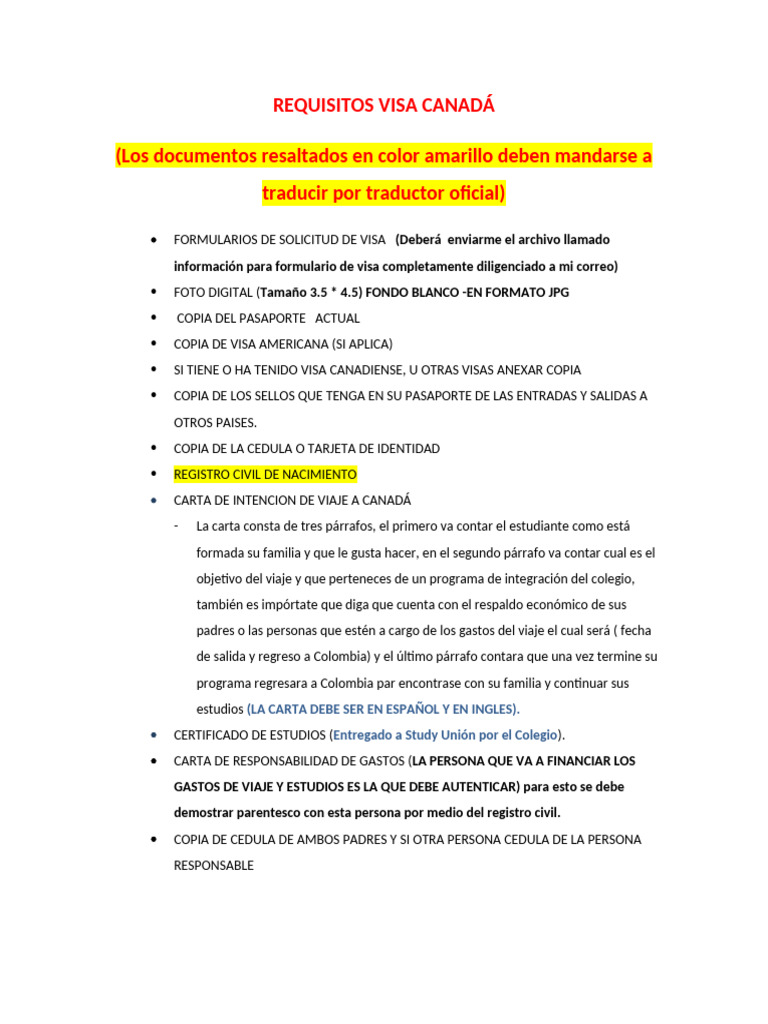 Documento - Requisitos Visa Canada - 2 | PDF | Bancos | Visa de viaje