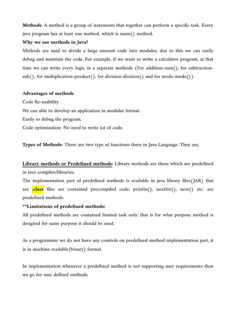 Methods | PDF | Method (Computer Programming) | Parameter (Computer ... Methods | PDF | Method (Computer Programming) | Parameter (Computer ...