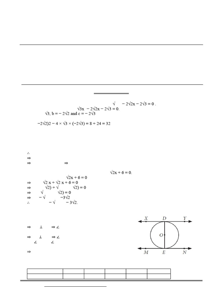 Class 10 Maths Sample Paper Solutions | PDF | Circle | Lighthouse