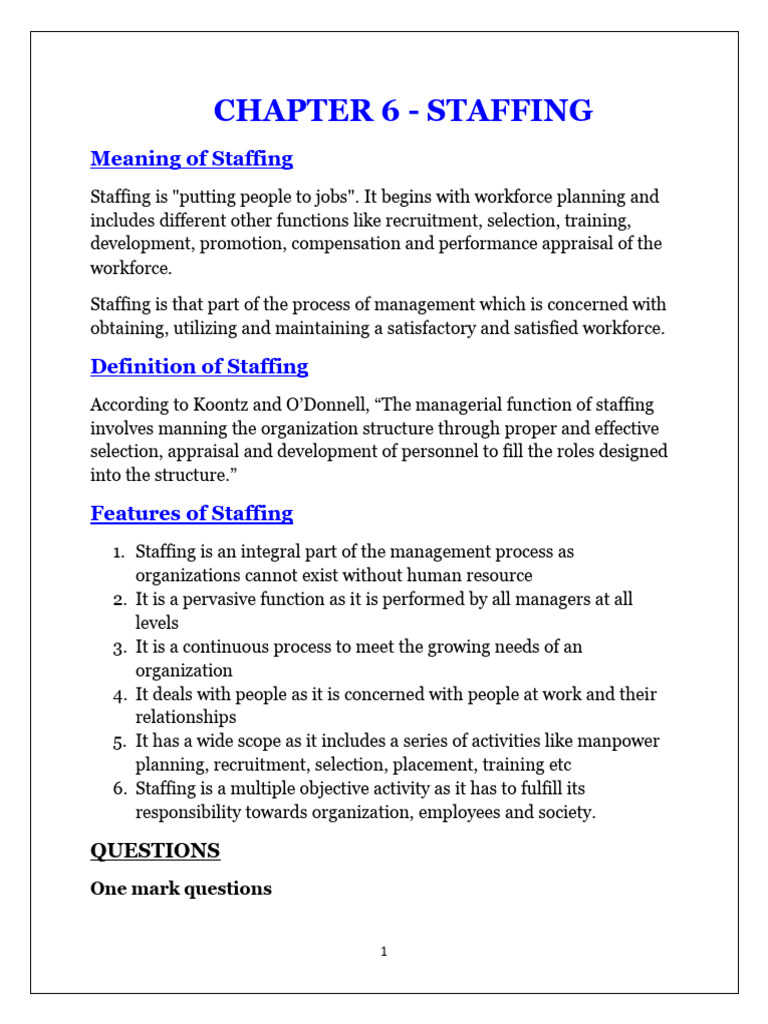 Chapter 6 - STAFFING - Master | PDF | Human Resources | Recruitment