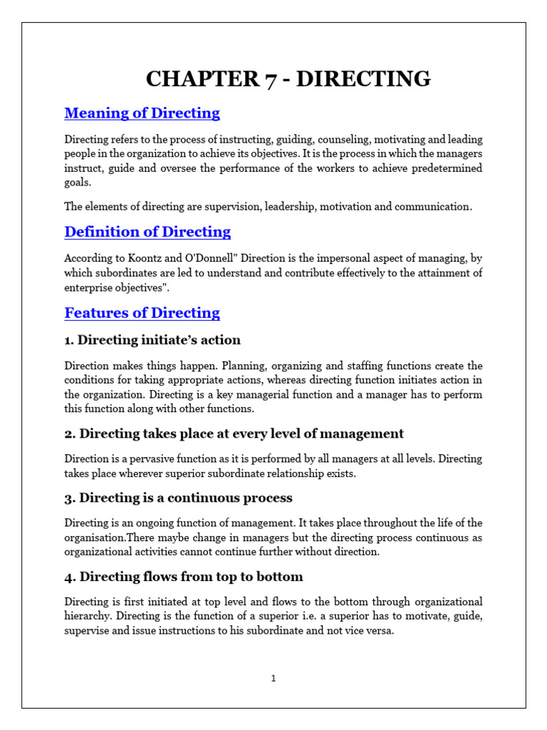 Chapter 7 - DIRECTING - Master | PDF | Incentive | Motivation