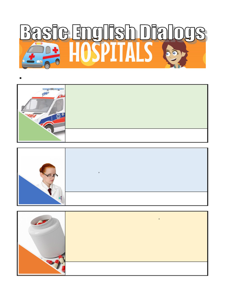 Basic English Dialogs Hosp | PDF | Cognition | Psycholinguistics