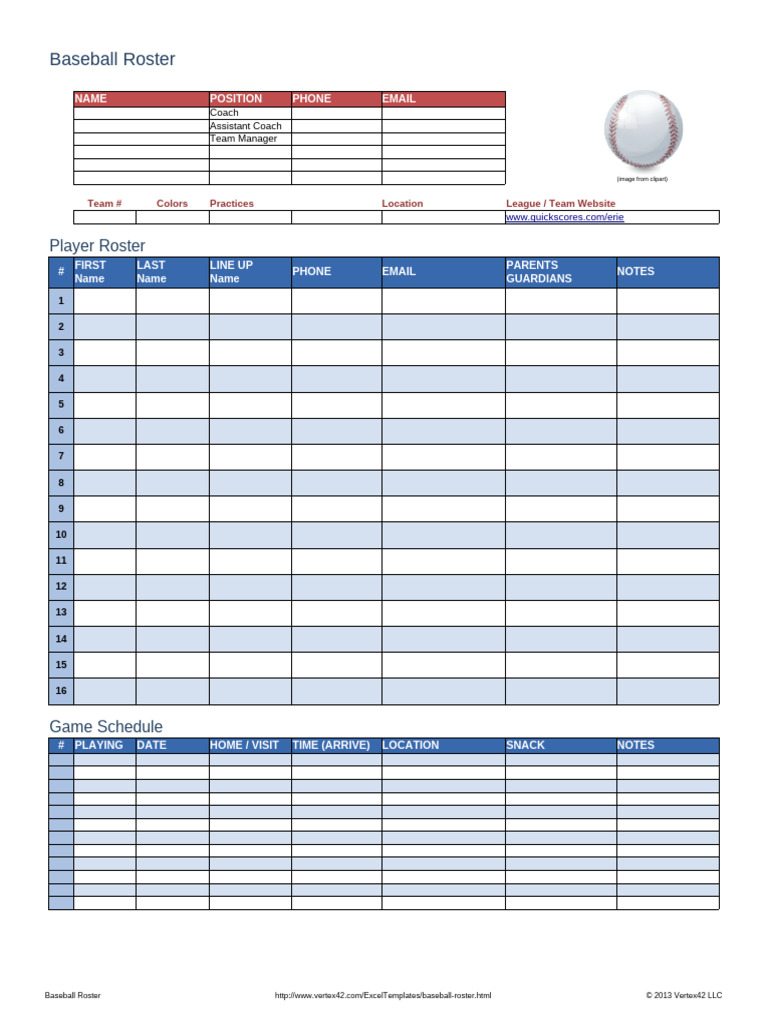 Baseball Team Roster and Lineup Template | PDF | Major League Baseball ...