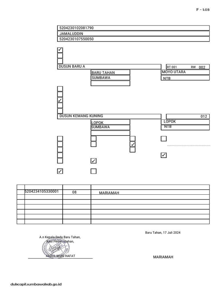 Surat Pindah Mariamah | PDF