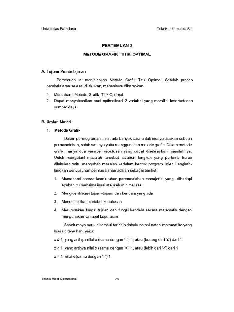 Metode Grafik Titik Optimal | PDF