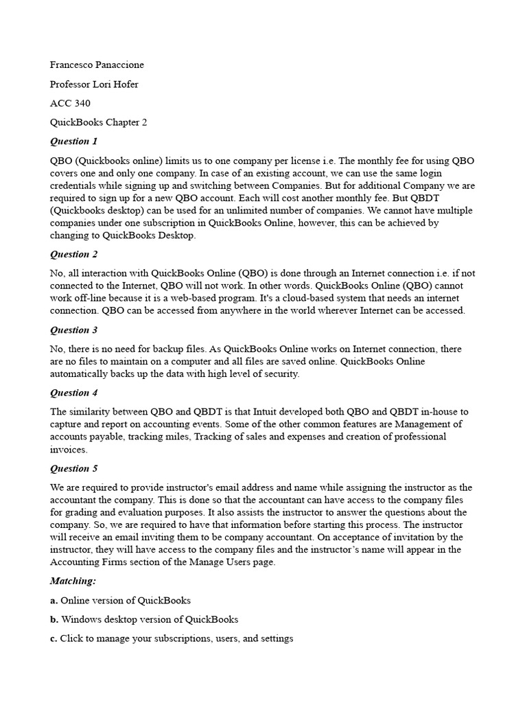 Accounting System QuickBooks Chapter 2 | PDF | Quick Books | Internet