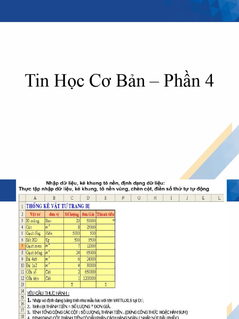 Bai Tap Thuc Hanh Excel | PDF