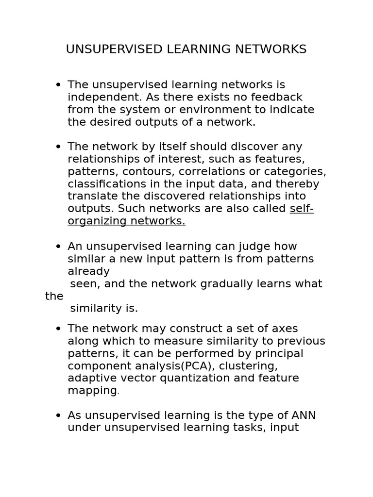 Unsupervised Learning Networks 1 | PDF | Machine Learning ...