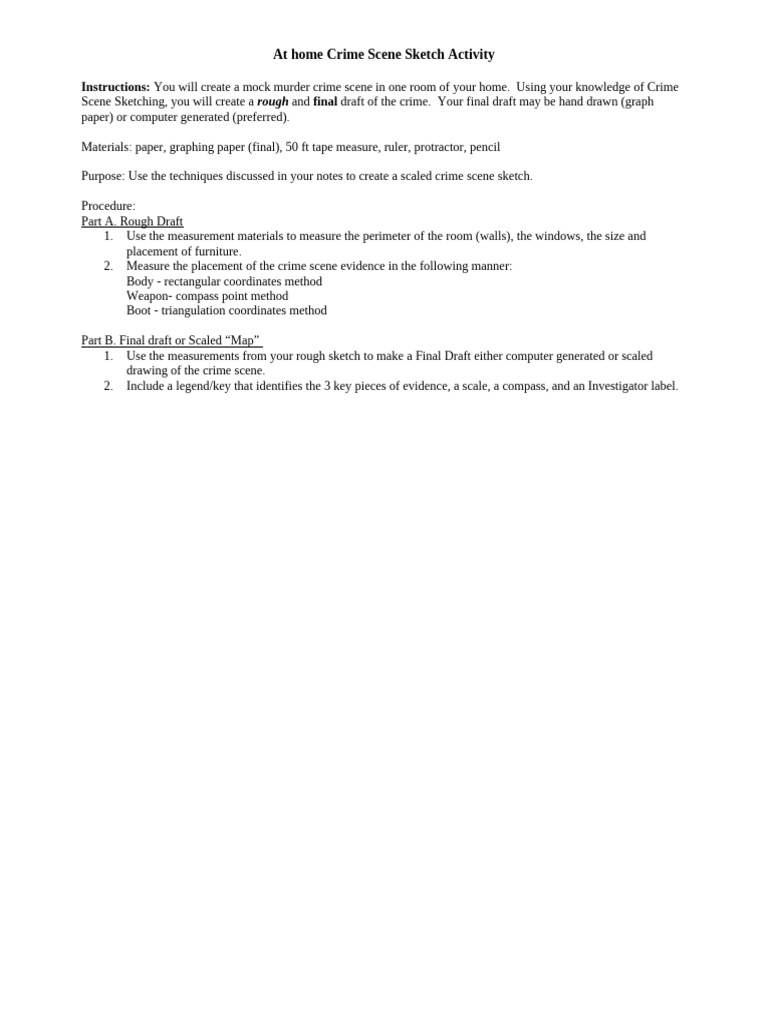 At Home Crime Scene Sketch Activity | PDF | Games & Activities ...