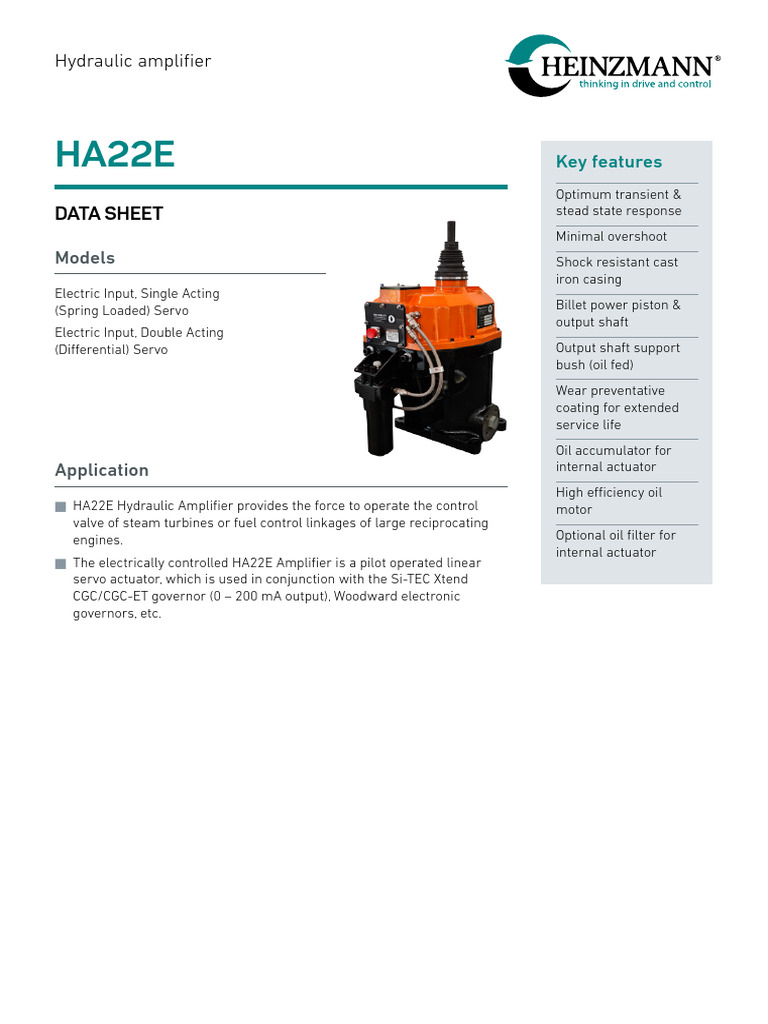 DS HZM AUS HA22E Hydraulic Amplifier e | PDF | Actuator | Amplifier