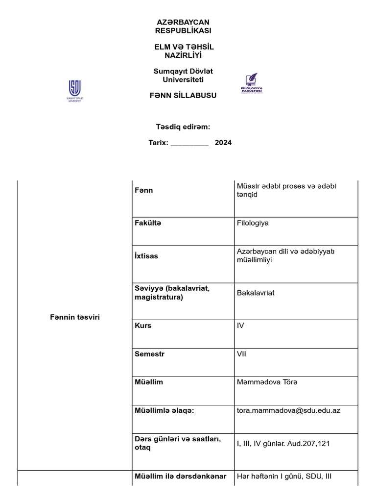 Sillabus Yeni MƏP 2024.docx - 20241104 - 153225 - 0000 | PDF