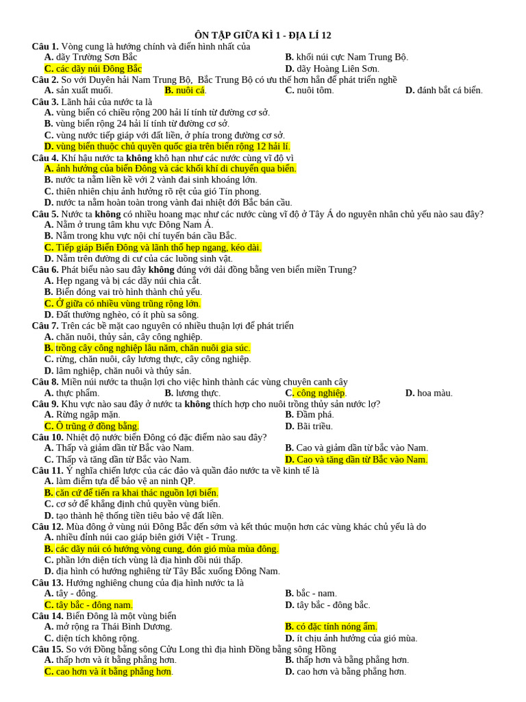 Dia12 On Thi GK1 B2678 | PDF