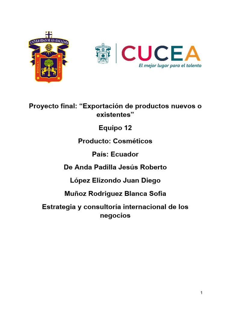 Proyecto Final Estrategía y Consultoría | PDF | Ecuador | Mercado ...