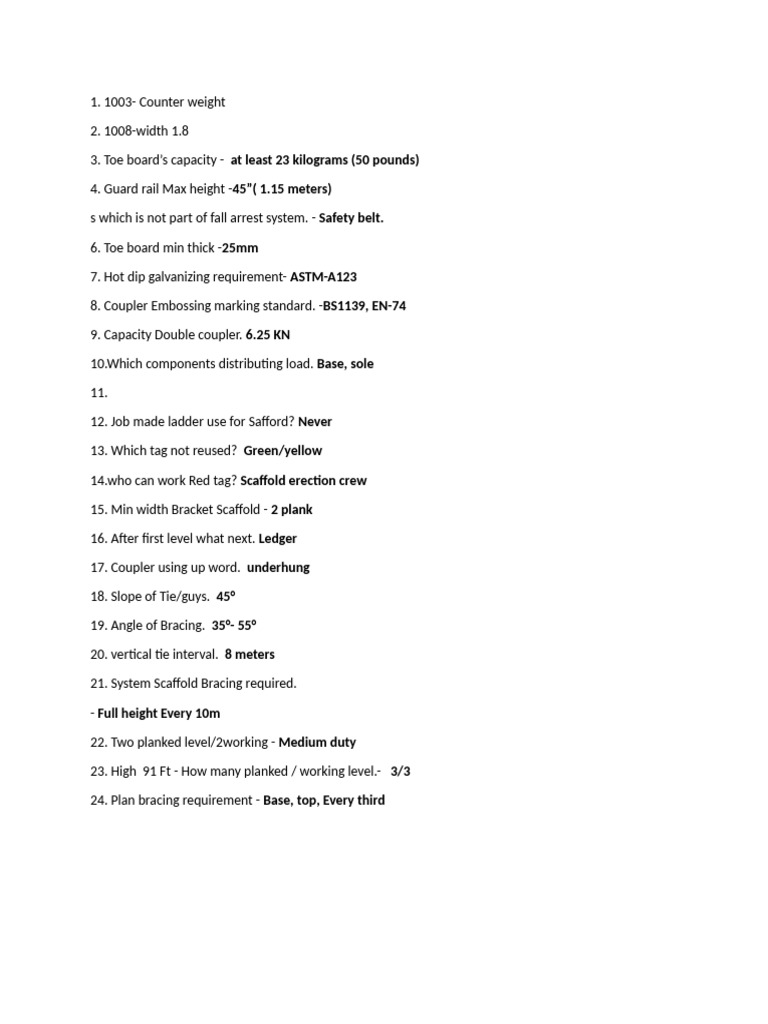 Scaffold Safety and Load Requirements | PDF | Science & Mathematics