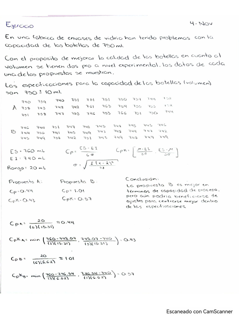 Ejercicio CP y CPK - 183491 | PDF