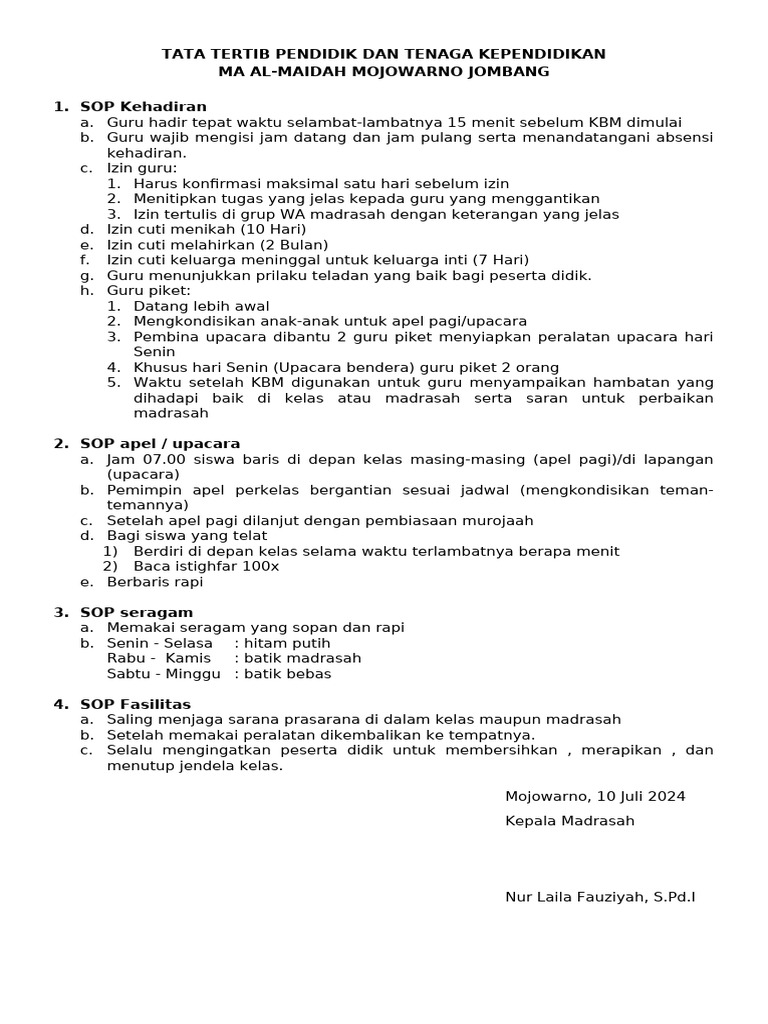 TATA TERTIB PTK MA Al-Maidah | PDF