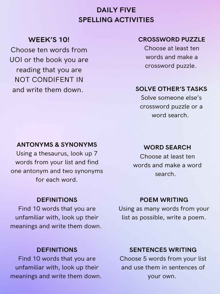 Spelling Activities | PDF