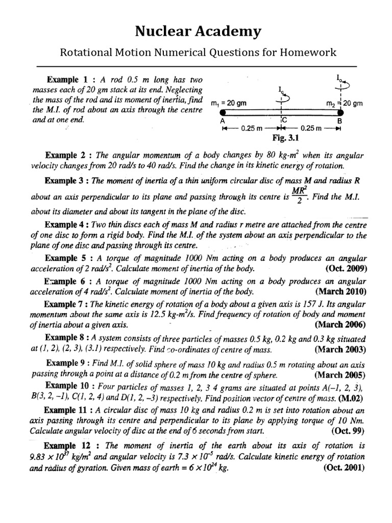 Assignment-Rotational Motion Numerials | PDF
