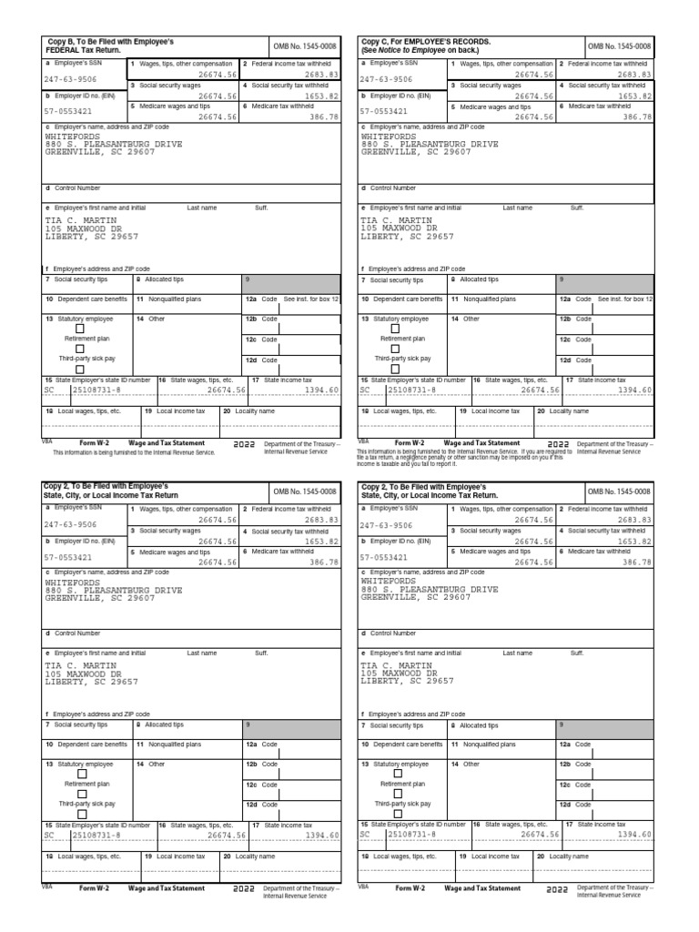 Copy B, To Be Filed With Employee's FEDERAL Tax Return. Copy C, For ...