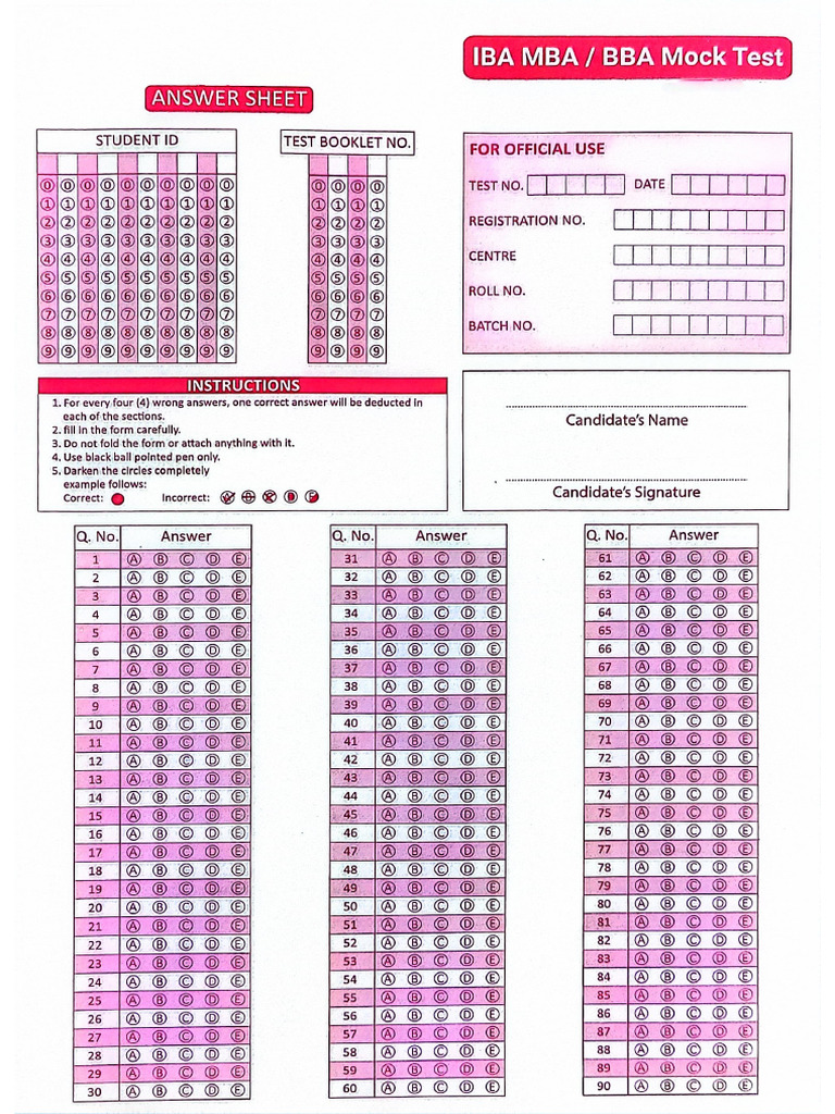 OMR-IBA(MBA)-DU | PDF