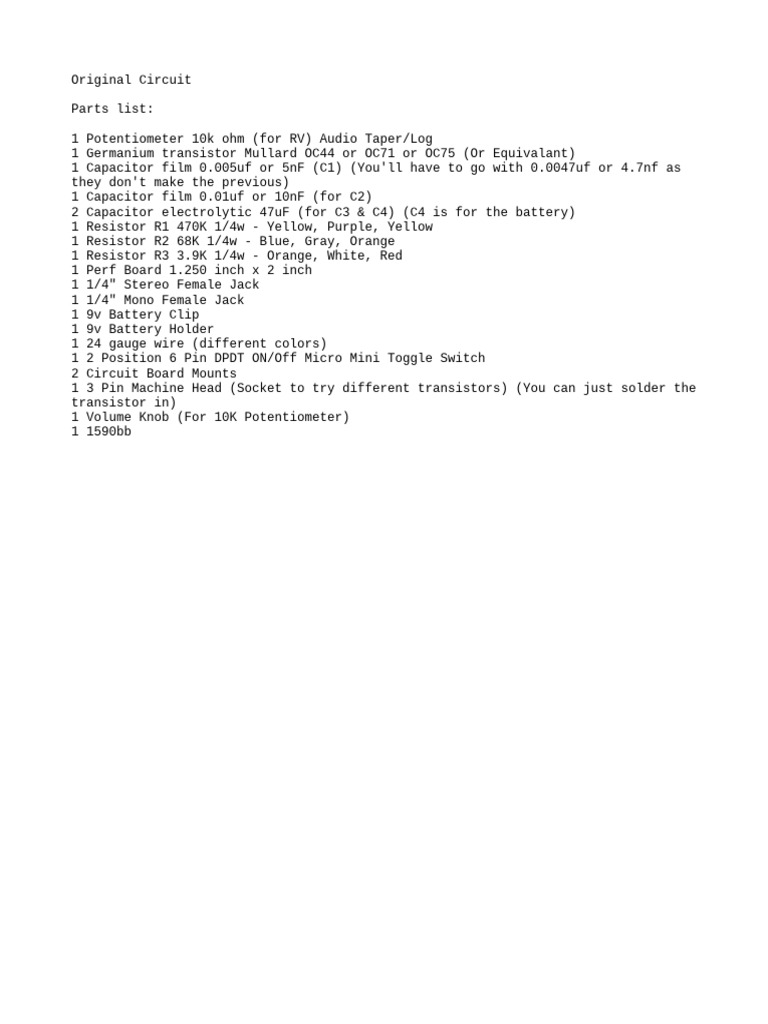 Dallas Rangemaster Parts List | PDF