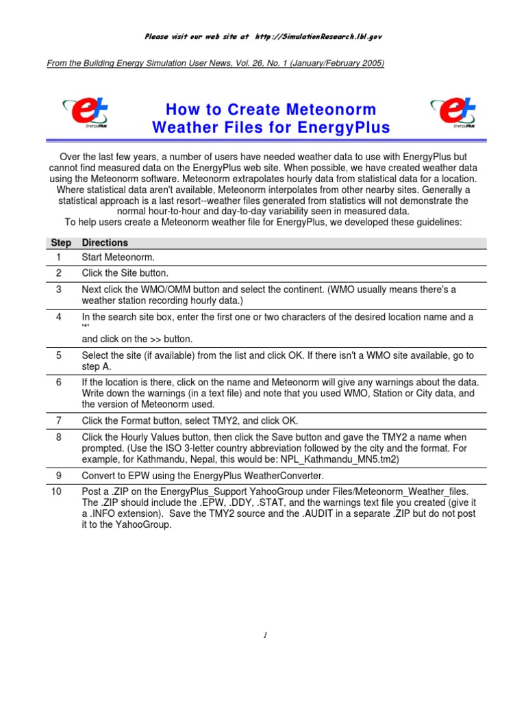 How To Create Meteonorm Weather Files To Energy Plus | PDF | Computing ...