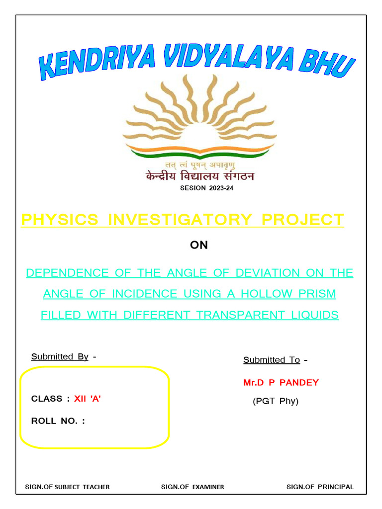 Angle Deviation in Hollow Prism Experiment | PDF | Refraction | Light