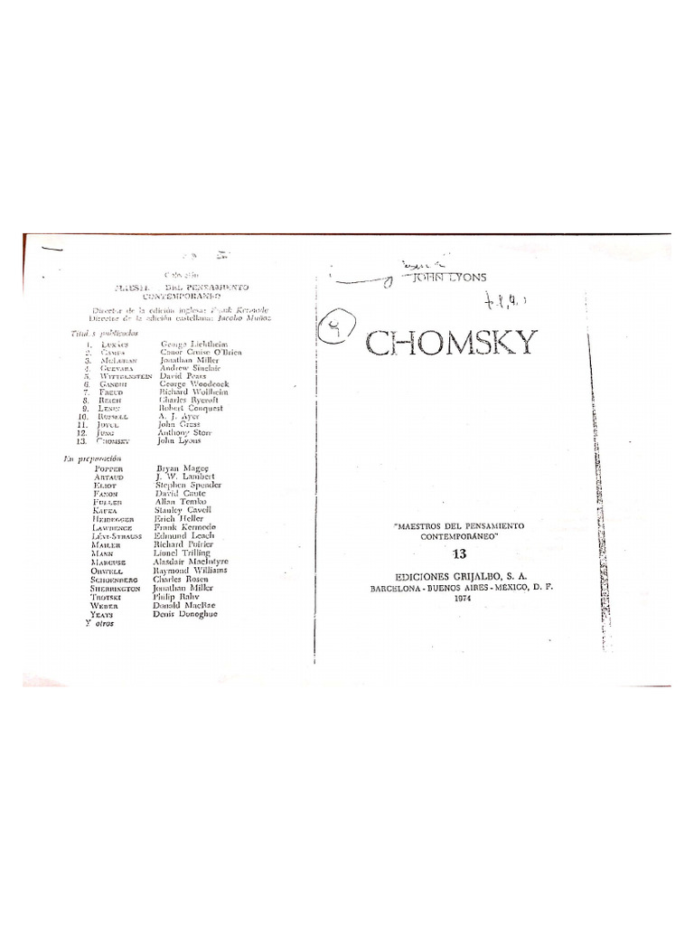 Lyons. Chomsky | PDF