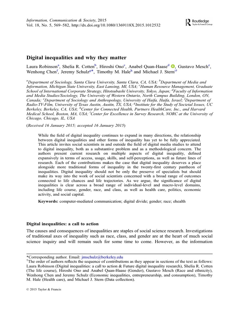 Article Digital Inequalities and Why They Matter | PDF | Economic ...