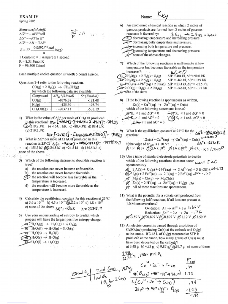 Mock Exam 4 - 2005 Answer Key | PDF