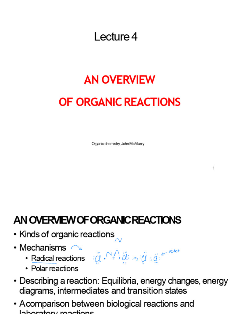 Overview of Organic Reaction Types | PDF | Chemical Reactions | Gibbs ...