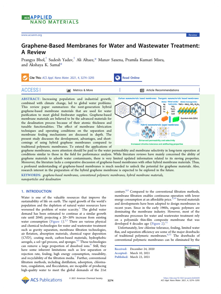 Graphene Enhanced Filtration Journal | PDF | Membrane | Graphene