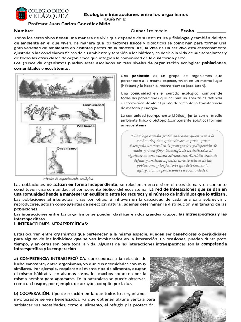 Interacciones Ecológicas entre Organismos | PDF | Nicho ecológico ...