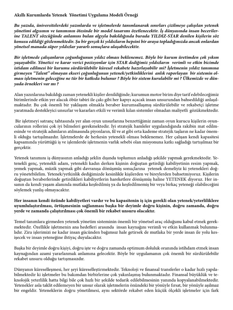 Yetenek Yonetimi | PDF