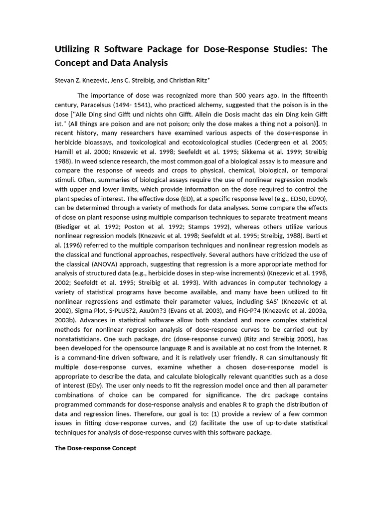 Utilizing R Software Package For Dose | PDF | Regression Analysis | Statistics