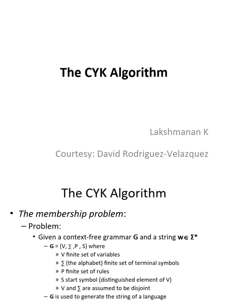12-Application of CNF - CYK Algorithm-05!10!2024 | PDF | Computer ...