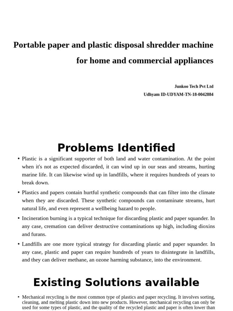 Portable Shredder for Plastic & Paper Disposal | PDF | Recycling | Plastic