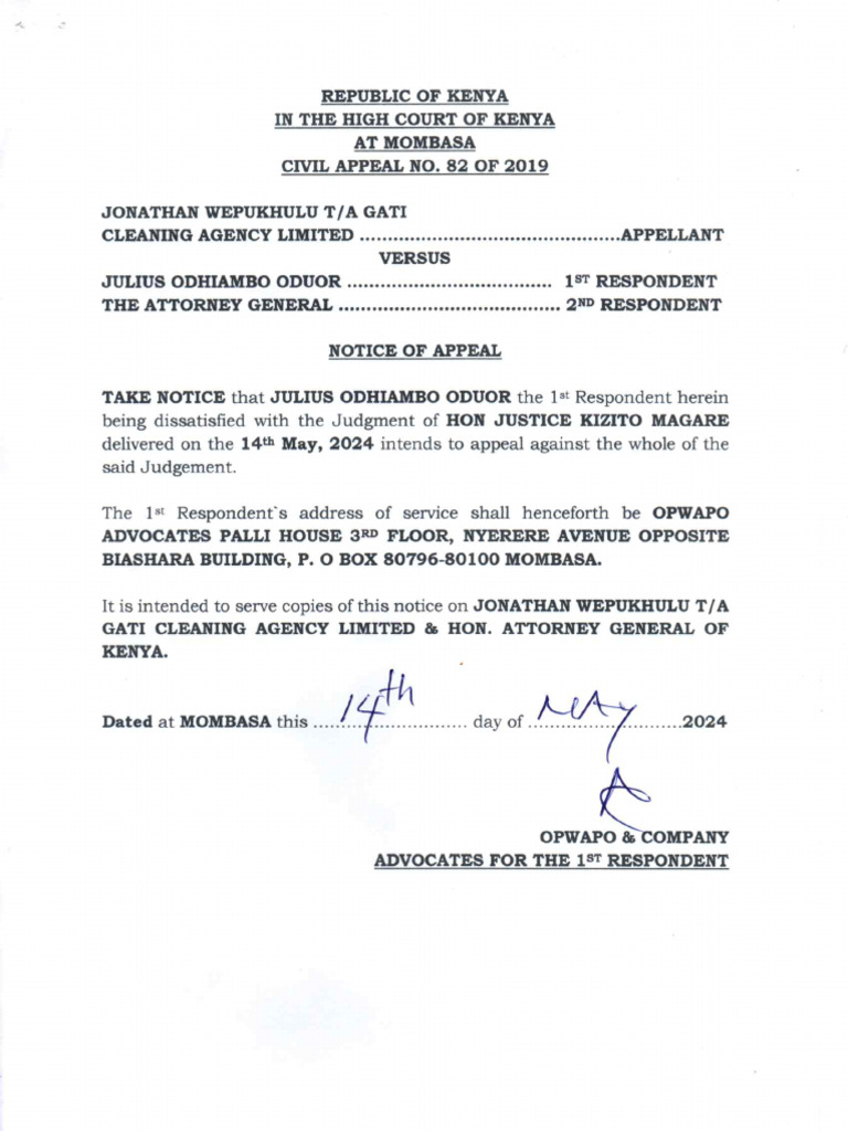 NOTICE TO APPEAL Format | PDF