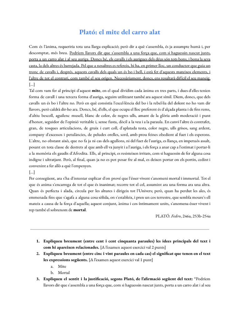 Plató - El Mite Del Carro Alat | PDF
