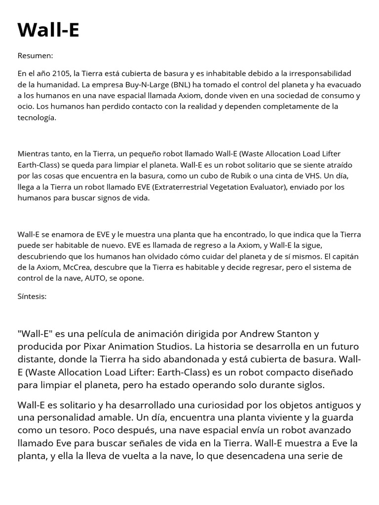 Wall E PDF | PDF