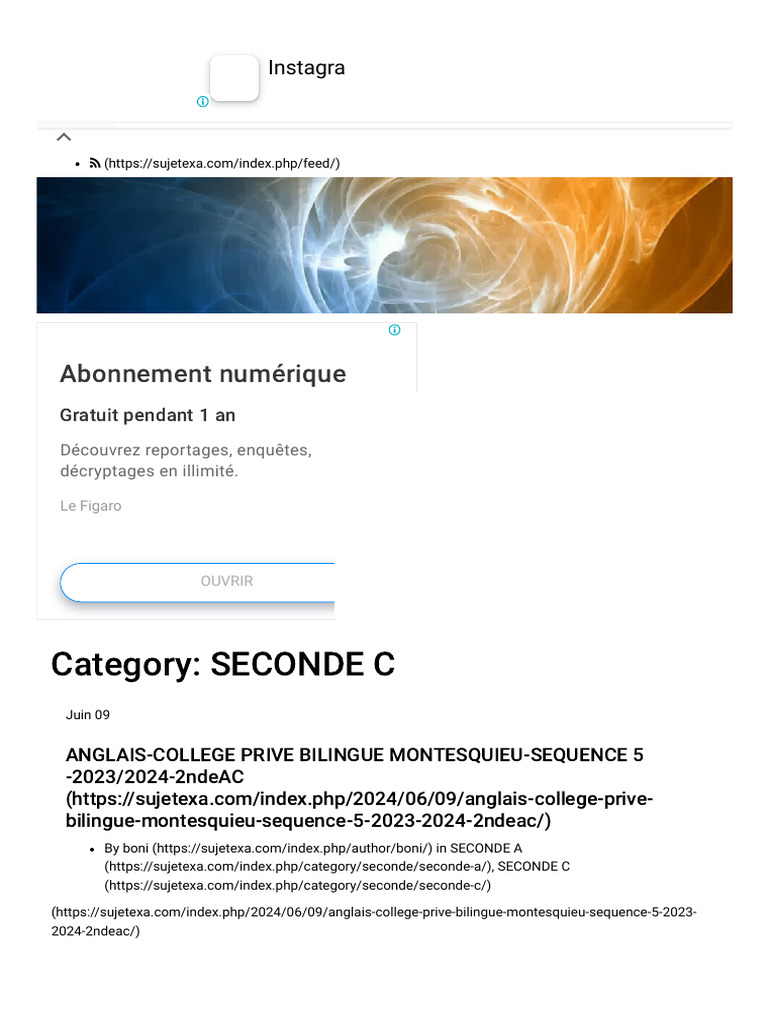 Seconde C - Sujetexa | PDF