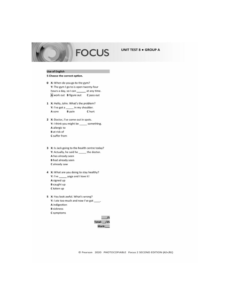 Focus Unit 8 Group A | PDF