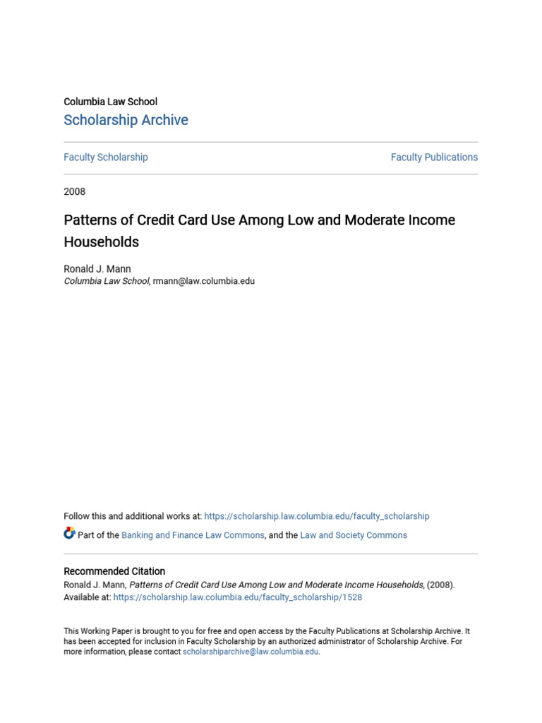 Patterns of Credit Card Use Among Low and Moderate Income Household ...