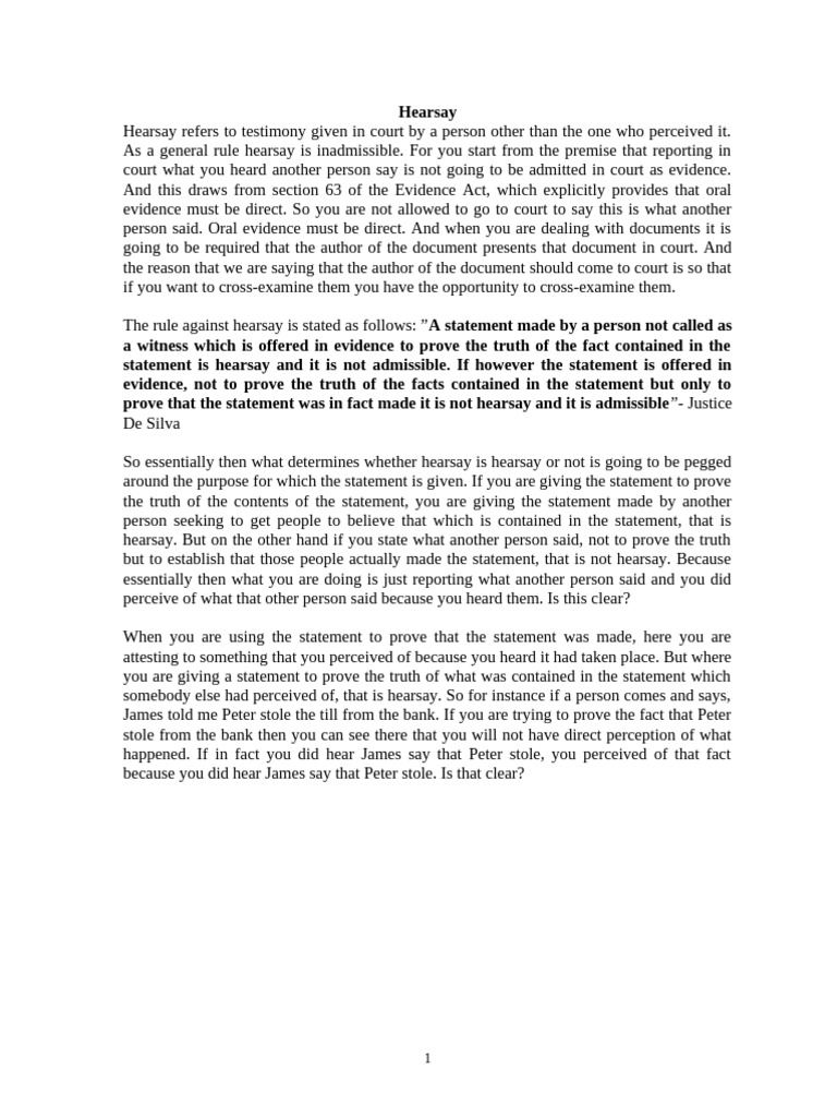 Hearsay | PDF | Hearsay | Evidence (Law)