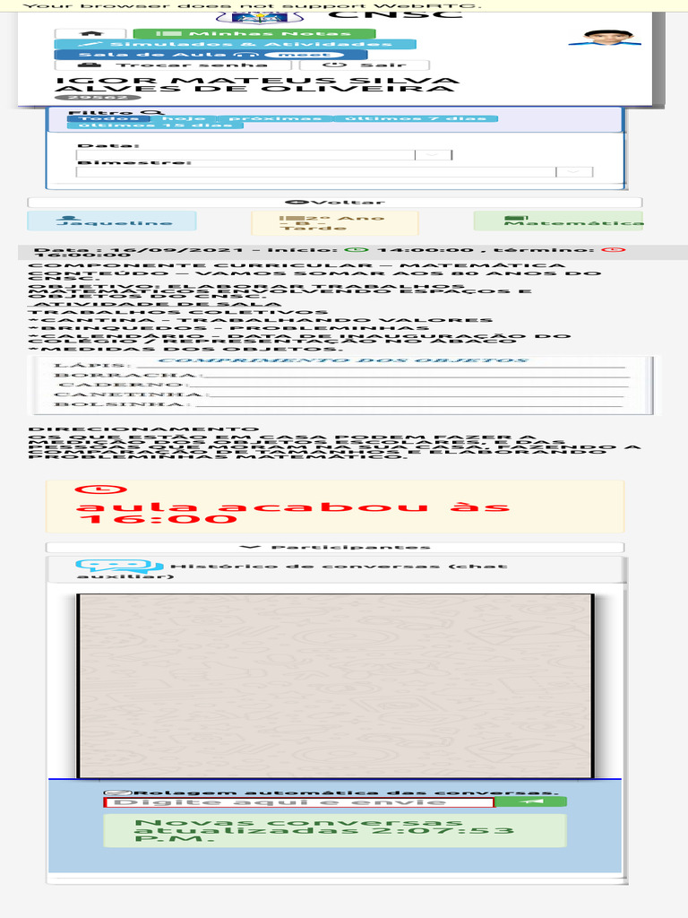 Sala de Aula - CNSC - 2º Ano - B - Tarde - Jaquel | PDF