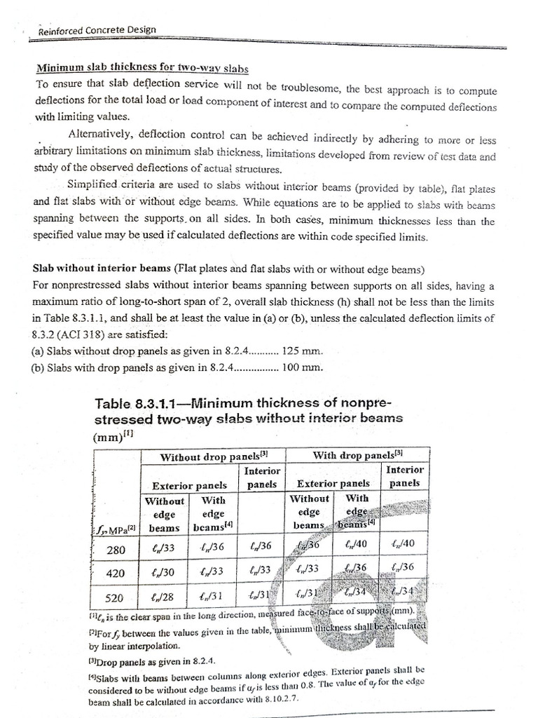 Minimum Slab Thickness For Two Way Slab | PDF