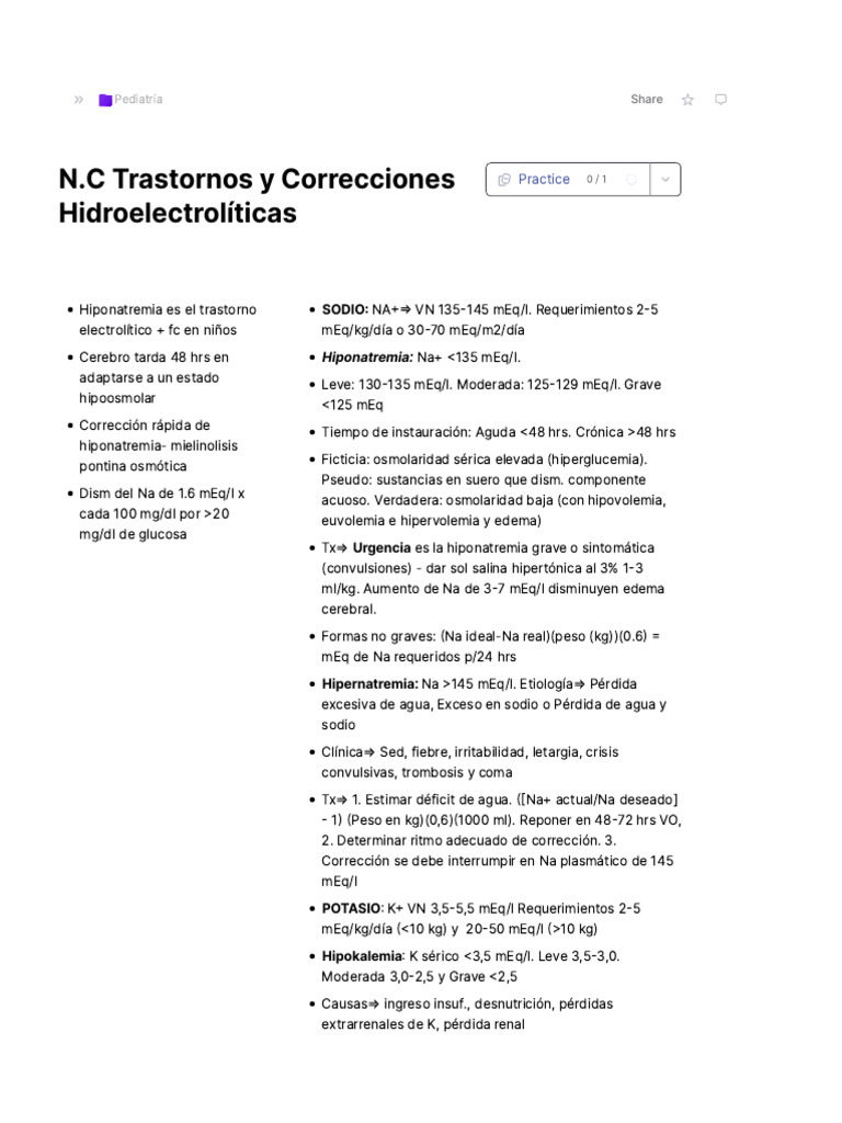 N.C Trastornos y Correcciones Hidroelectrolíticas | PDF | Sodio